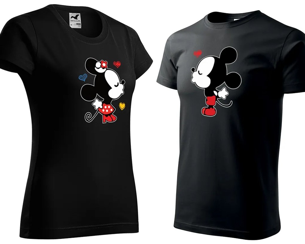 Set valentýnských triček černé barvy mickey a minnie