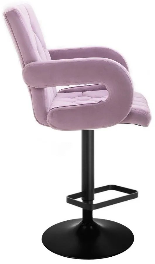 LuxuryForm DESIGN Barová židle BOSTON VELUR na černé kulaté podstavě - levandule