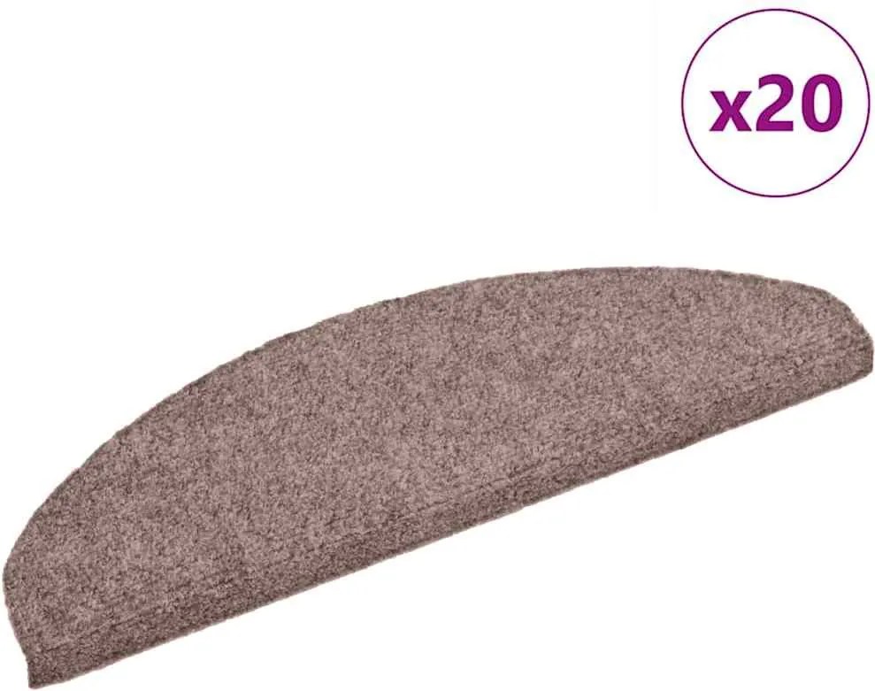 Schodové rohože samolepicí 20 ks 65 x 21 x 4 cm světle hnědé, půlkulaté, velké 3365643