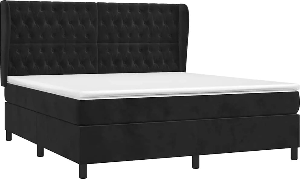 Box spring postel s matrací černá 160x200 cm samet 3129401