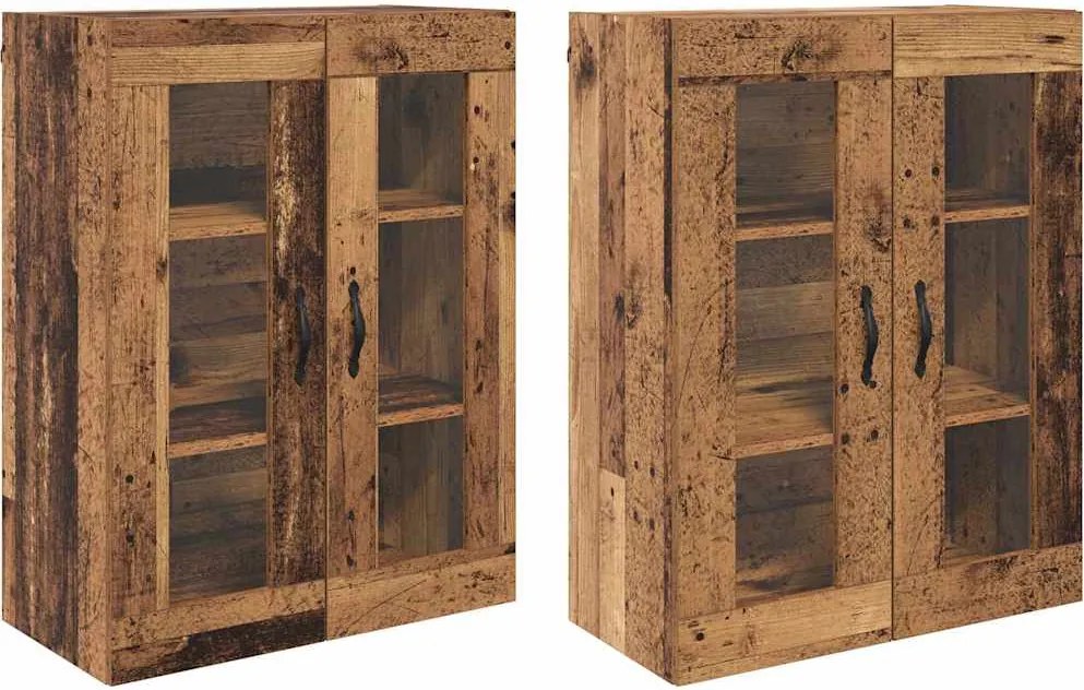 Nástěnné skříně 2 ks Staré dřevo 69,5 x 34 x 90 cm 3402686