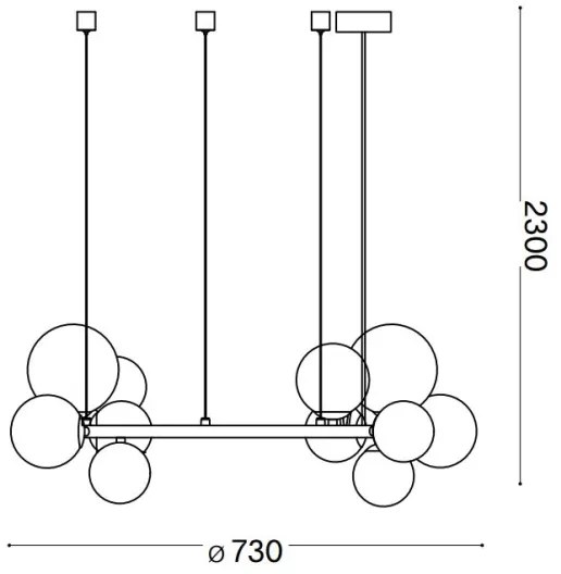 Ideal Lux - LED Lustr na lanku PERLAGE 11xG9/3W/230V pr. 73 cm zlatá/kouřová
