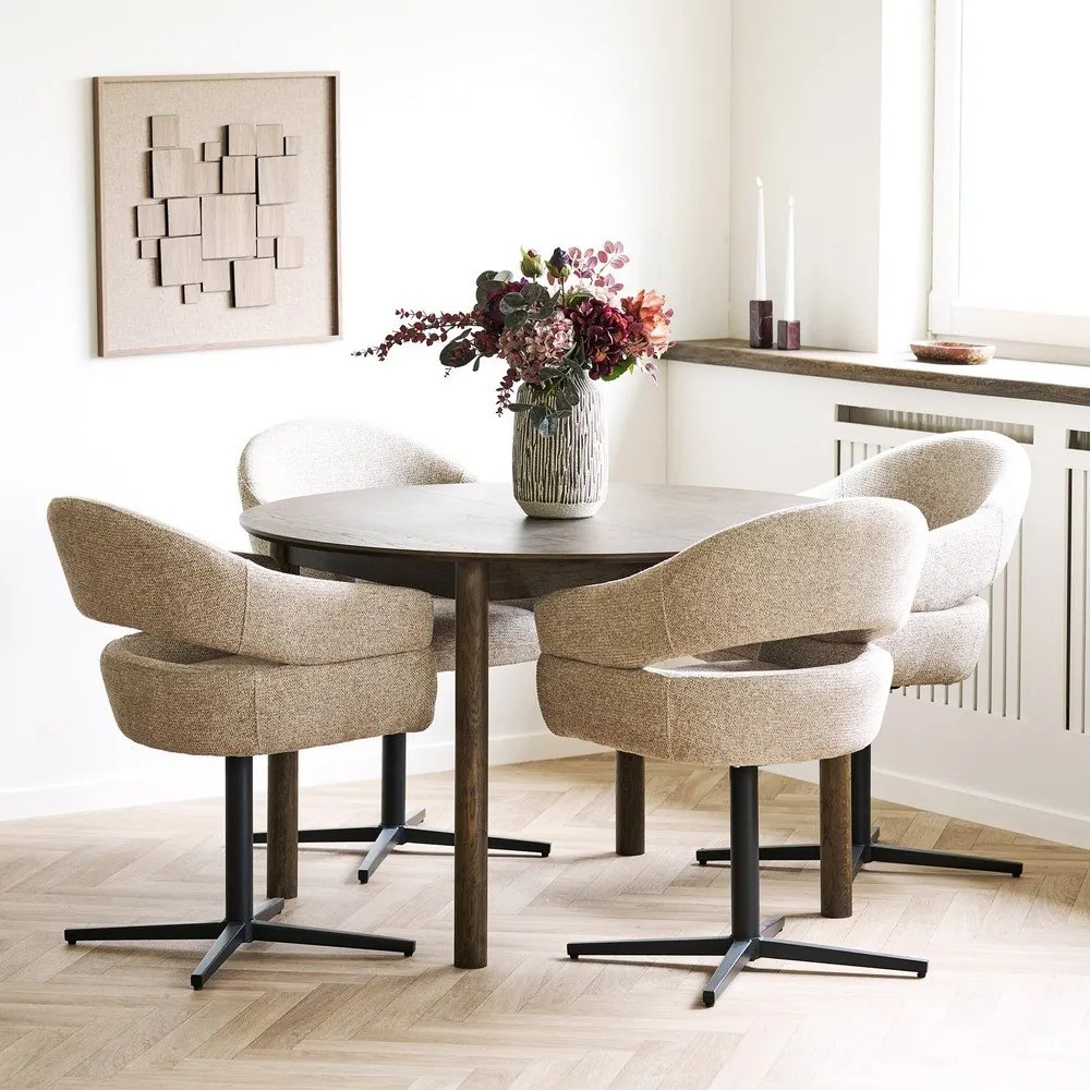 Kulatý rozkládací jídelní stůl s přídavnou deskou v dekoru dubu 120x220 cm Bundaberg – House Nordic