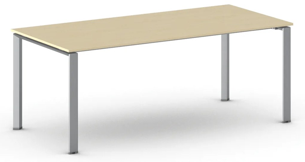Jednací kancelářský stůl PRIMO INFINITY, 200x90 cm, šedostříbrná podnož, bříza