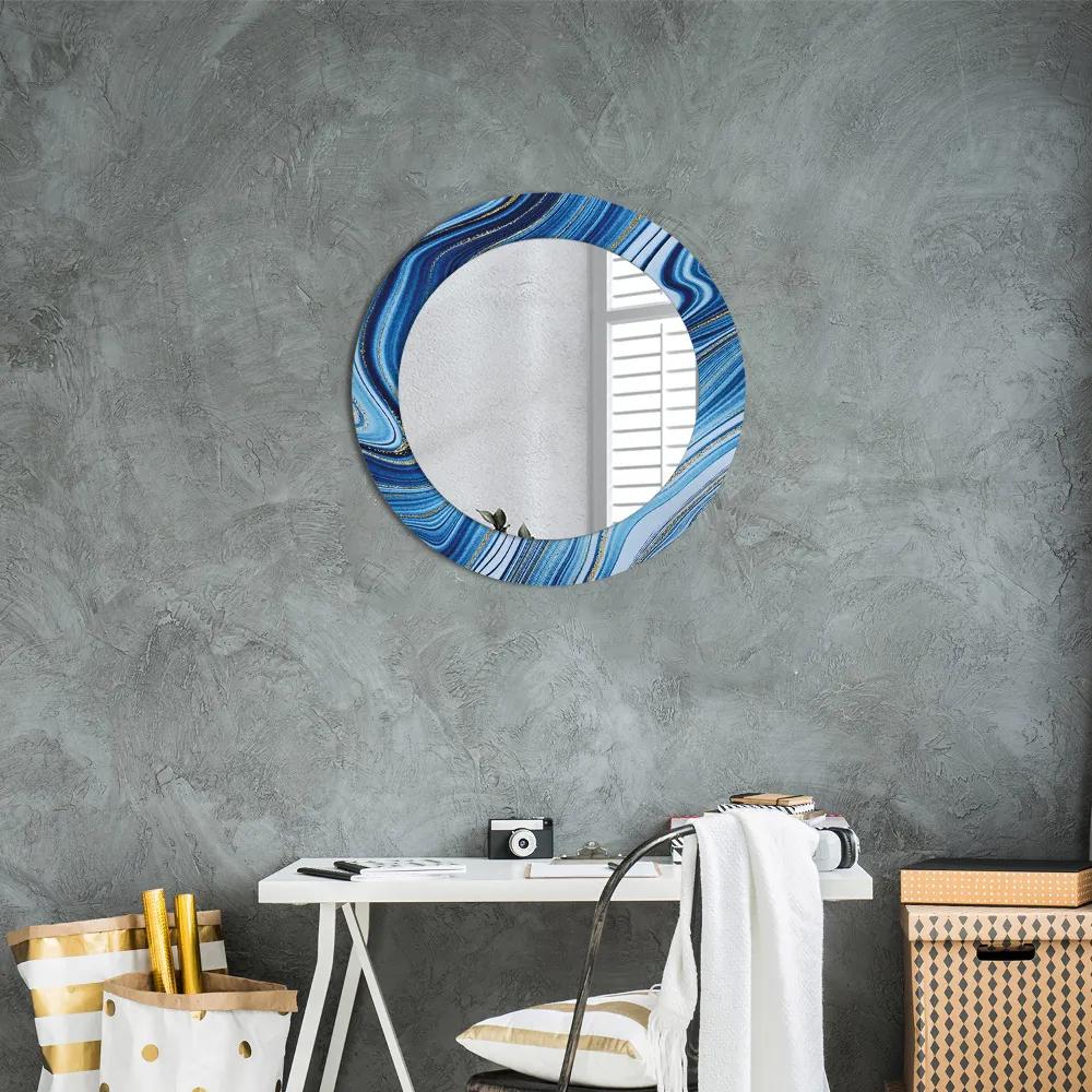 Kulaté dekorativní zrcadlo Modrý mramor fi 60 cm