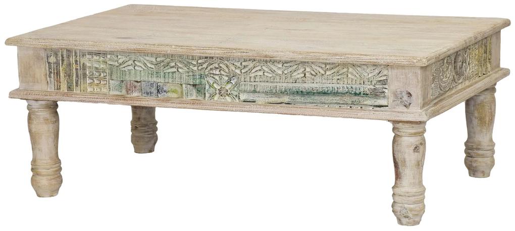 Sanu Babu Konferenční stolek z teakového dřeva, ruční řezby, 122x75x45cm (7D)