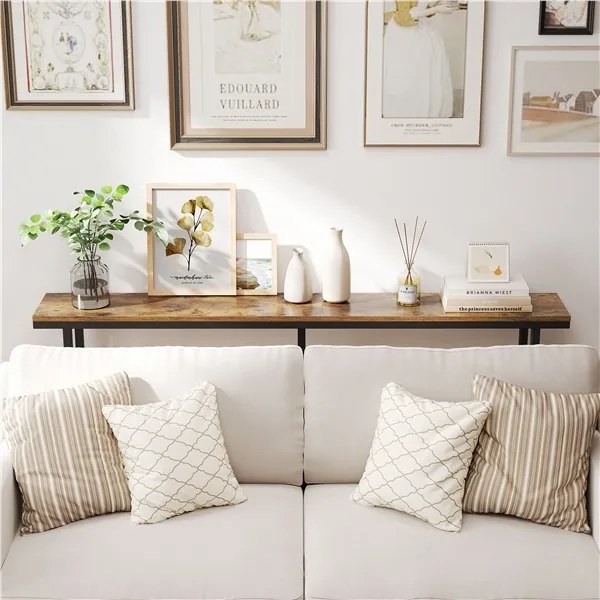 Odkládací stolek Yaheetech – rustikální hnědá, 160 cm (délka) × 20 cm (šířka) × 81 cm (výška) (256999167573)