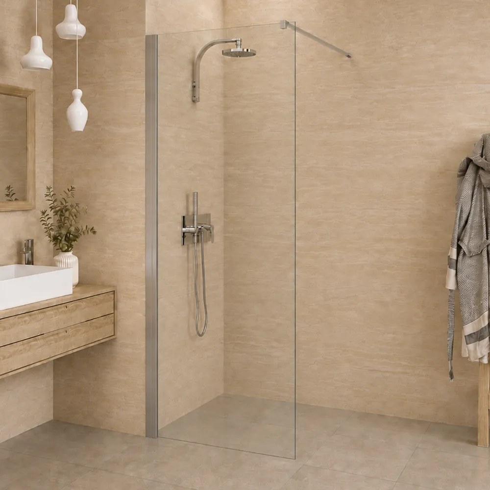 Bezrámová sprchová zástěna HANS WALK 80 cm Brillant Sklo TRANSPARENT 200 cm HA FXP 08020 VPE