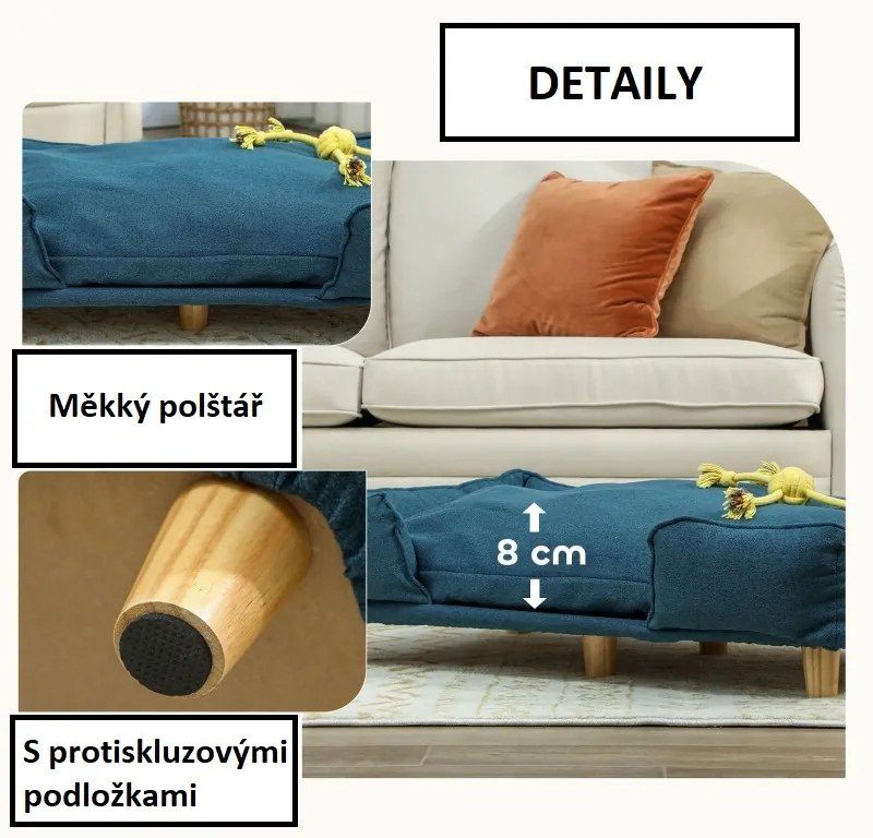 Pohovka pro psy, modrá (zvíře do 30 kg a 60 cm) D04-261V00DB