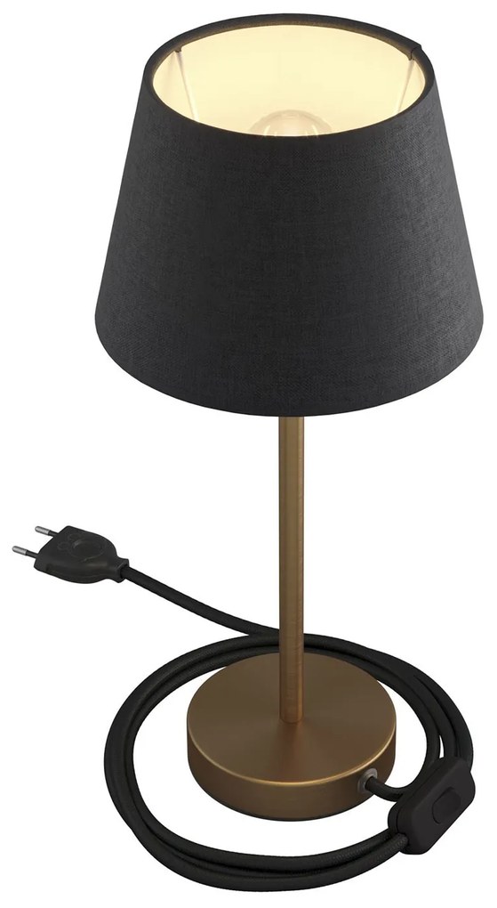 creative cables Alzaluce se stínidlem Impero, kovová stolní lampa se zástrčkou, kabelem a vypínačem Velikost: 25 cm, Barva: Broušený bronz-antracit