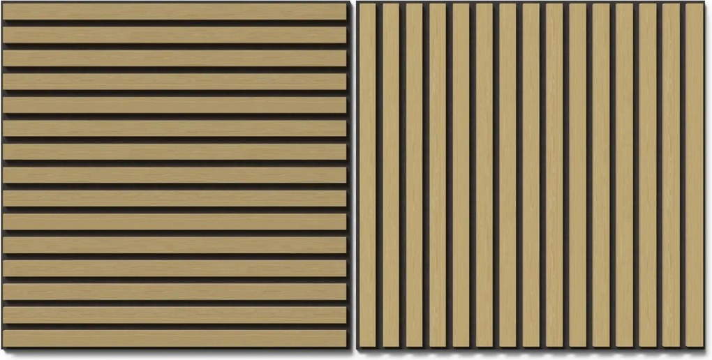 Denpanels Akustický panel WOOD Dub přírodní MDF černá plsť 60 x 60 x 2 cm, 2 ks