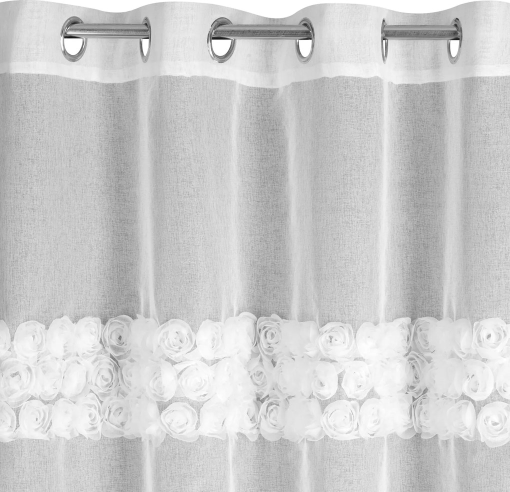 ZÁCLONA NA KROUŽCÍCH ROSALIE 140X250 CM BÍLÁ
