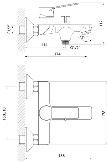 Aqualine - Vanová baterie SINTRA lesklý chrom
