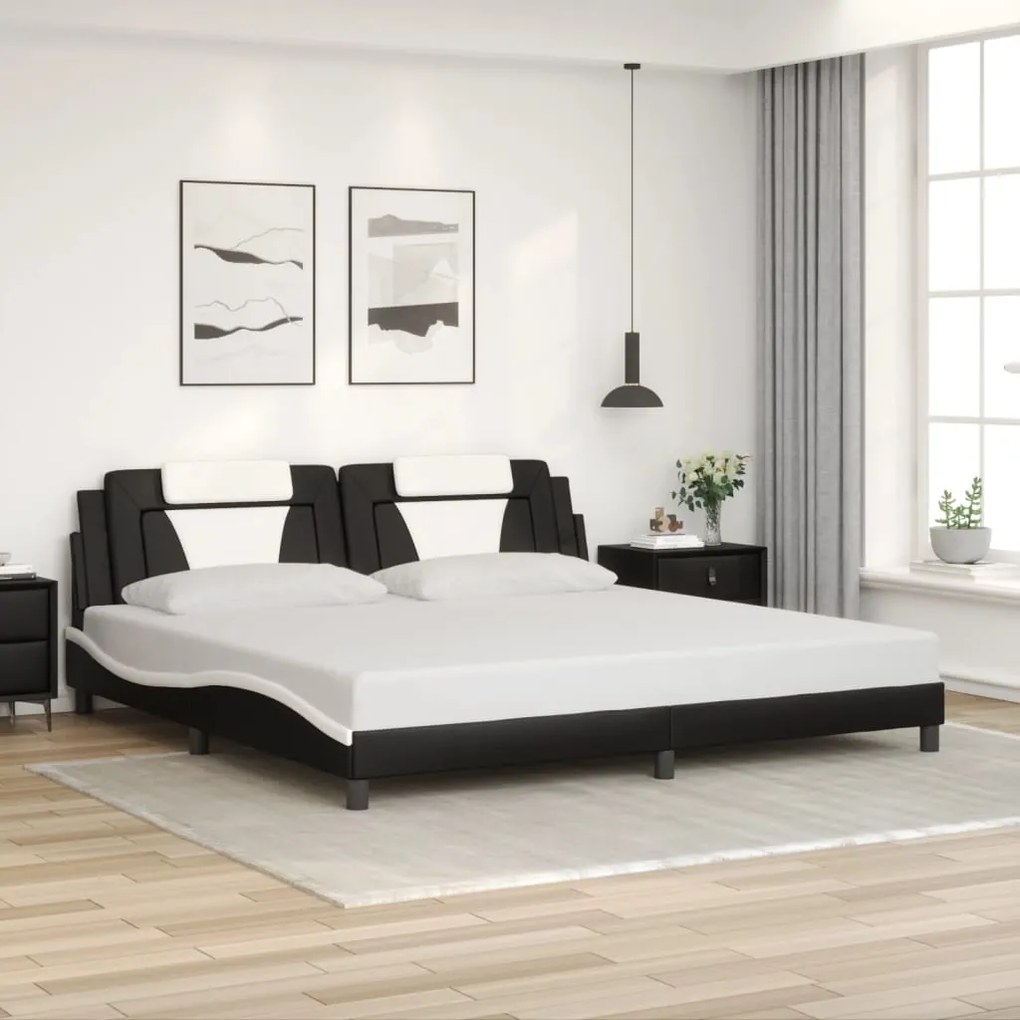 Rám postele Viana s LED bez matrace černý a bílý 200x200 cm 3214048