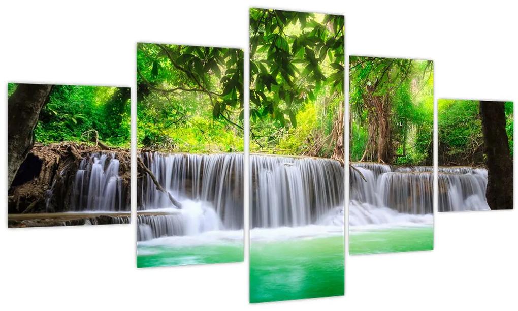 Obraz vodopádu v Kanchanaburi, Thajsko (125x70 cm)