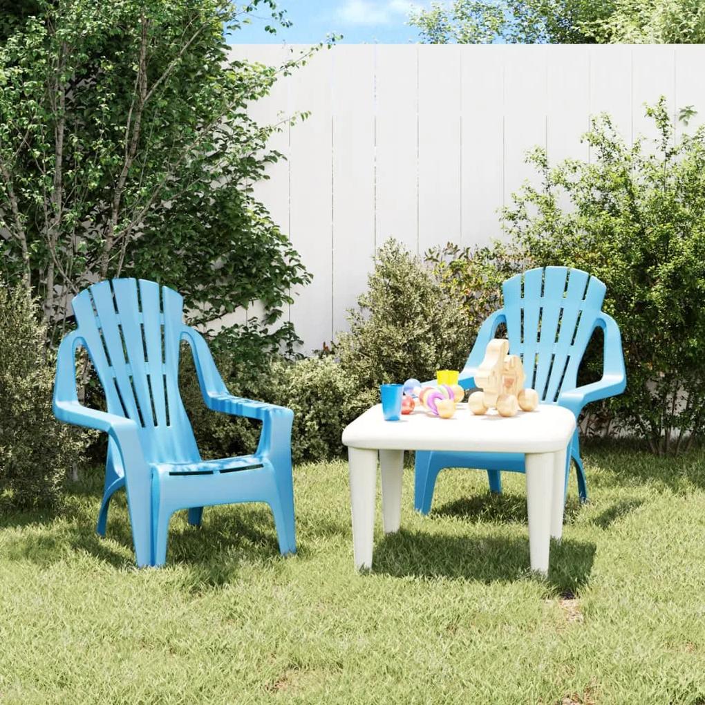 vidaXL Zahradní židle 2 ks pro děti modré 37x34x44 cm PP vzhled dřeva