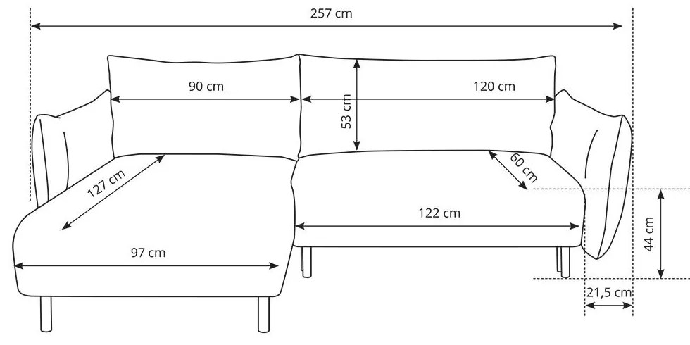 Sedací souprava ADAL | 257x171 | rozkládací + úložný prostor | VÝBĚR LÁTEK