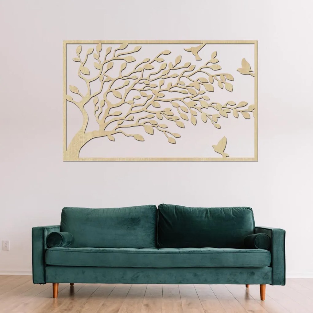 dřevo života Dřevěný strom na zeď VÍTR Zvolte rozměr (cm): 50x30, Zvolte barvu dekoru: Bílá