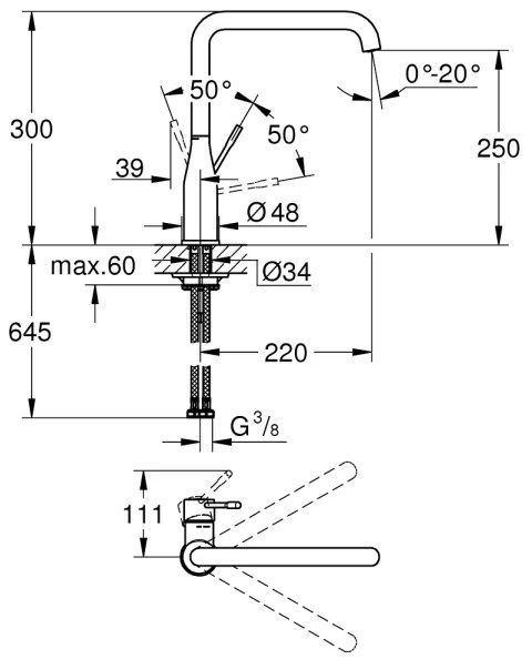 GROHE 30269DC0 - Dřezová baterie ESSENCE 300 mm nerez