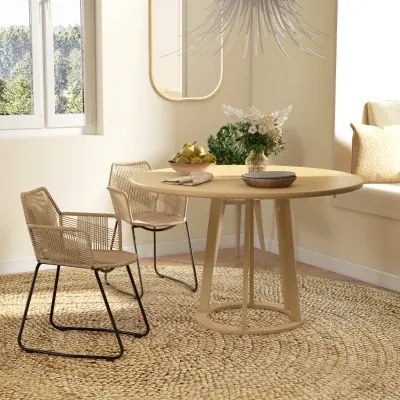 HOMCOM sada 2 jídelních židlí Design Boho Chic, sedák z pleteného lana, ocelová konstrukce 56 x 59 x 74 cm