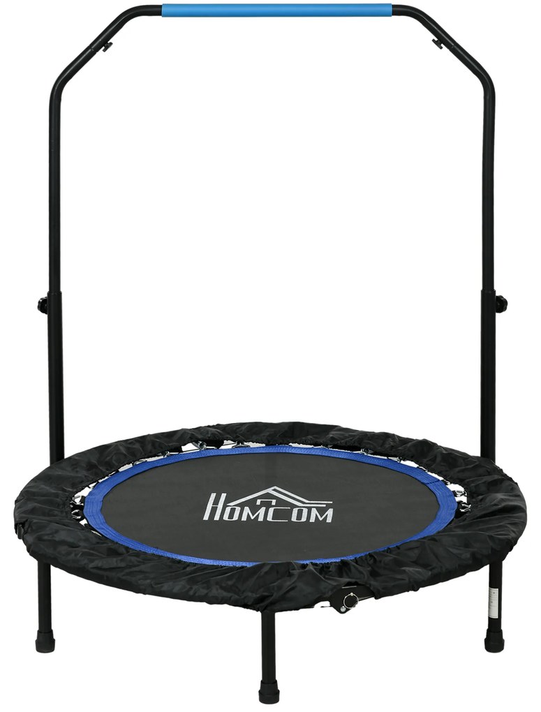 HOMCOM Fitness trampolína SPORTNOW 102 cm s výškově nastavitelnými řídítky a LCD monitorem, nosnost až 100 kg, skládací, robustní ocelový rám, modrá …