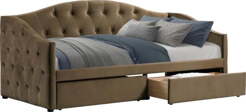 Postel ZASKA 90x200 s úložným prostorem, hnědá Velvet látka, Kondela 0000396164