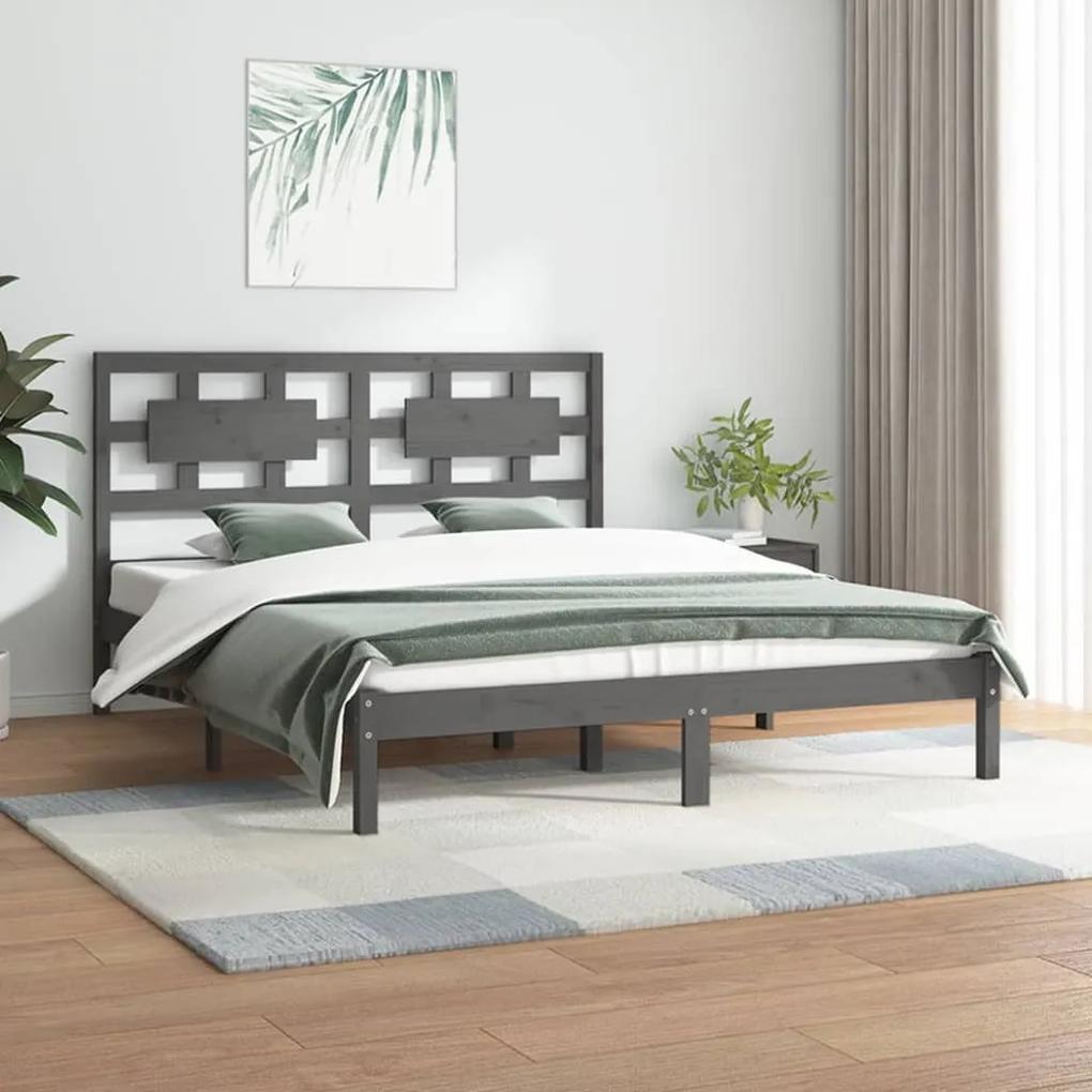 Rám postele šedý masivní borovice 180 x 200 cm Super King,  3107370