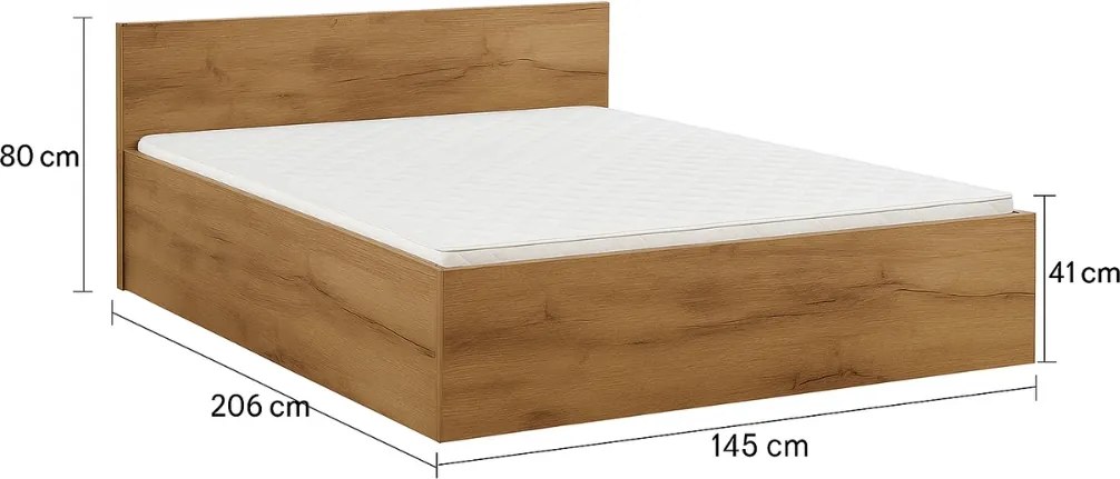 Postel SOFIA 140 x 200 cm, dub artisan Matrace: Matrace Coco Maxi 20 cm, Rošt: S laťkovým roštem