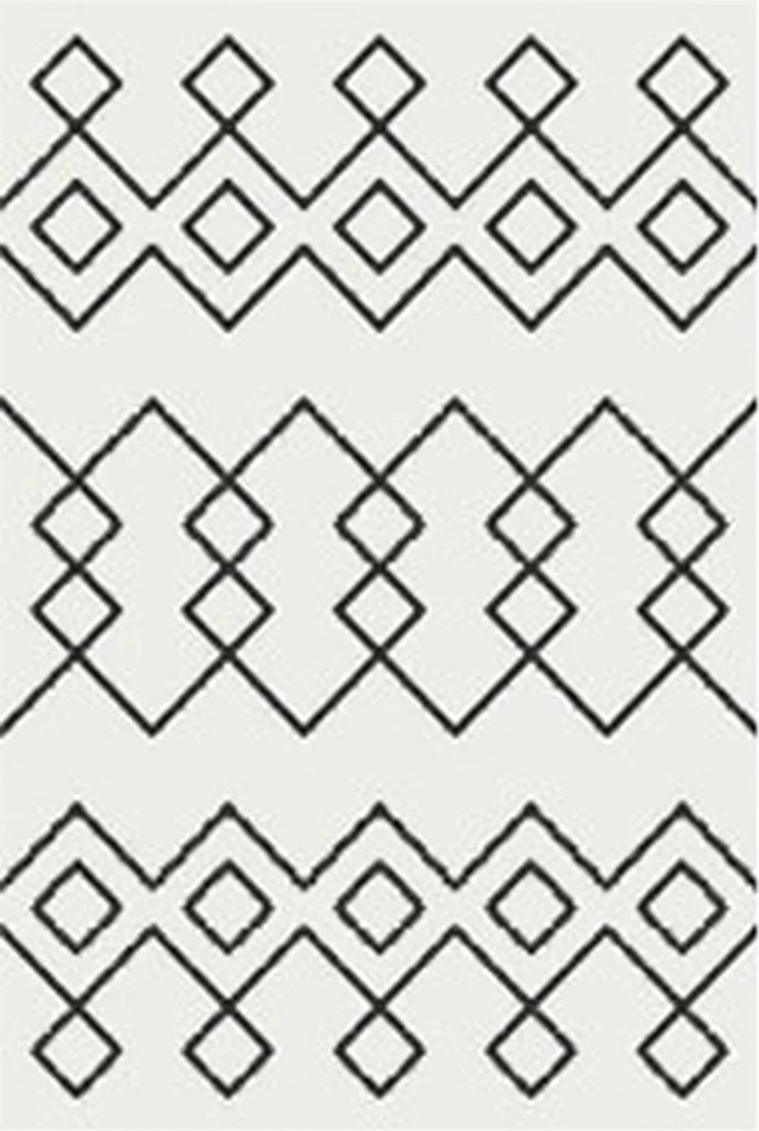 My Flair, Kusový koberec Moroccan Dream weiß kruh, 190x190 (průměr) kruh, černobílá, ložnice
