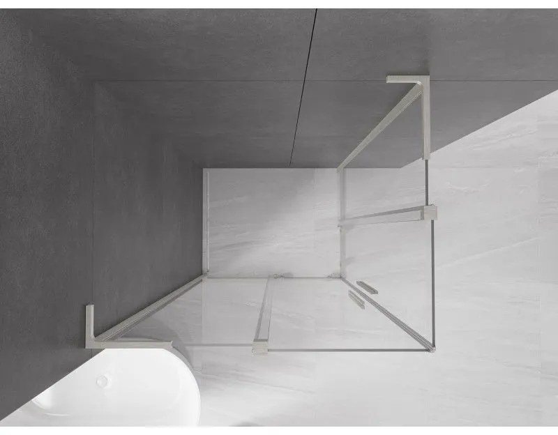 Mexen Velar L Duo, sprchový kout s posuvnými dveřmi 100 x 90 cm, 8mm čiré sklo, broušená ocel, 871-100-090-02-03-97