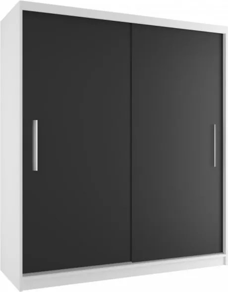 Luxusní šatní skříň s posuvnými dveřmi šířka 158 cm bílý korpus 01 Bílá - Černá