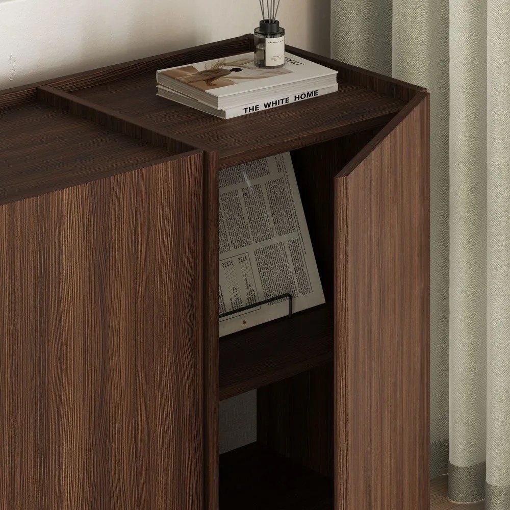 Komoda v dekoru ořechu s dírou na kabely v tmavě přírodní barvě 180x80x45 cm Dorma – Kalune Design