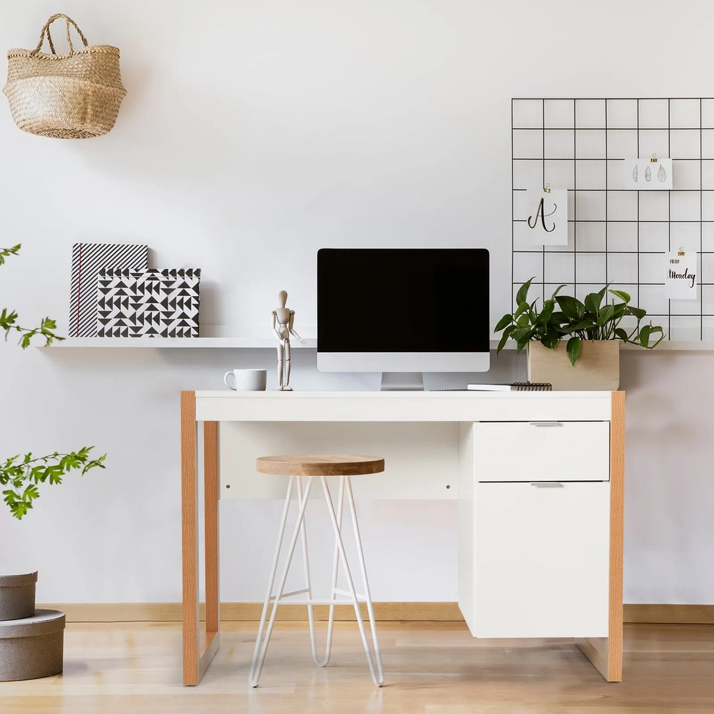 Costway Moderní počítačový stůl s úložnou skříňkou – 112,5 × 50 × 75 cm