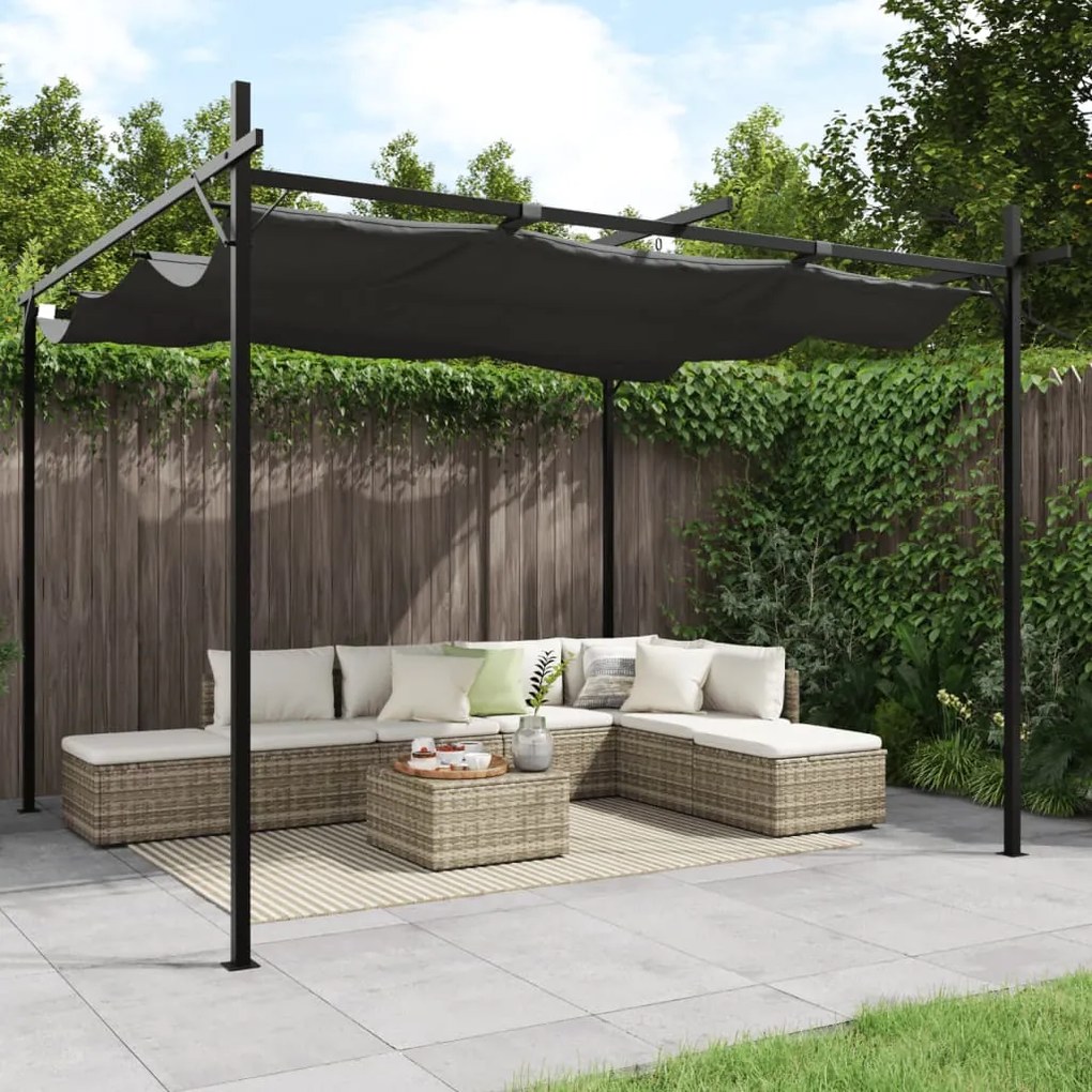 vidaXL Pergola se zatahovací střechou antracitová 295 x 292 x 230 cm