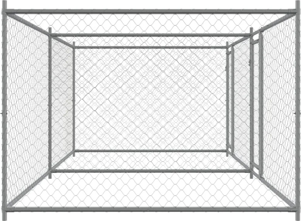 Klec pro psy s dvířky šedá 4 x 2 x 1,5 m pozinkovaná ocel 3209573