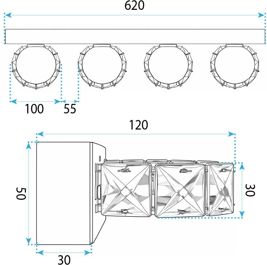Toolight APP1941-4W, nástěnná LED svítilna, 620 mm, zlatá lesklá, OSW-66075