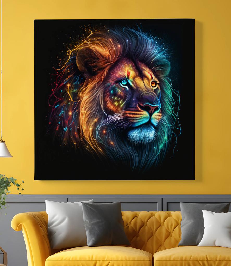 Obraz na plátně - barevný lev FeelHappy.cz Velikost obrazu: 60 x 60 cm