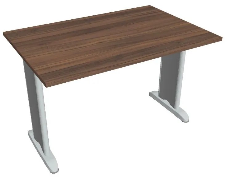 Stůl jednací rovný 120 cm - Hobis Flex FJ 1200 Dekor stolové desky: ořech, Barva nohou: Stříbrná