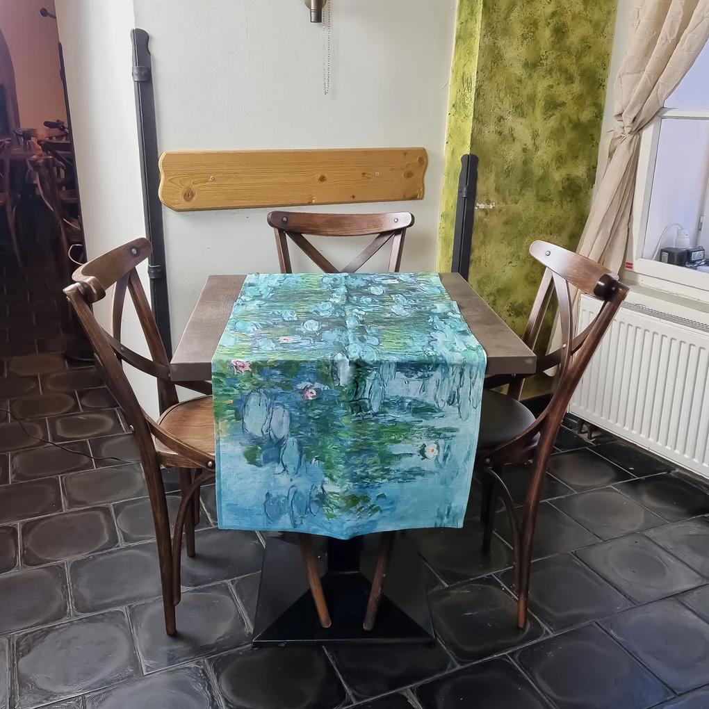 Lenbutik Lněný běhoun na stůl 142x50 Claude Monet Lekníny / Lilies Rozměry ubrusů: 142x50 cm
