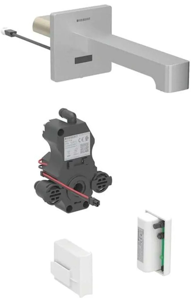 Geberit Brenta - Elektronická umyvadlová baterie pod omítku, napájení z generátoru, easy to clean, kartáčovaná nerez 116.296.SN.1