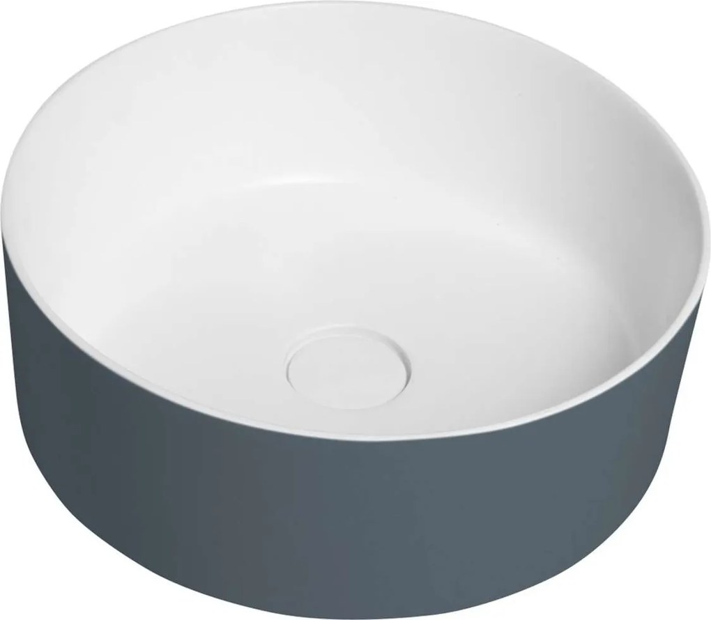 Sapho Thin - Umyvadlo na desku, průměr 38 cm, bez přepadu, bez otvoru pro baterii, matná bílá/siena WN548-42