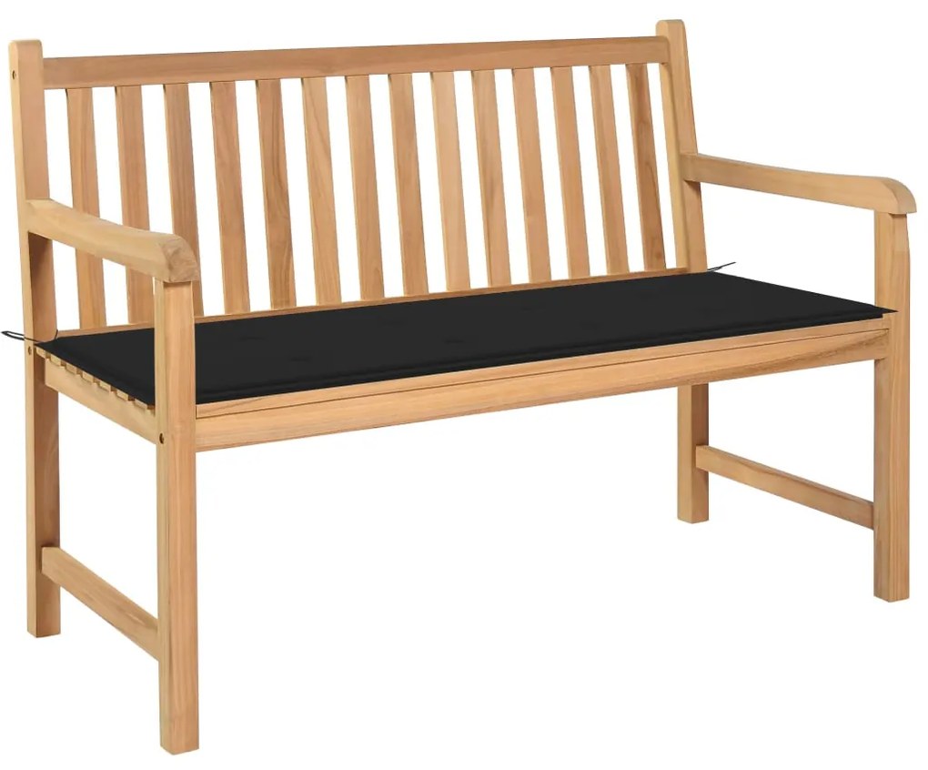 vidaXL Zahradní lavice s černou poduškou 120 cm masivní teak