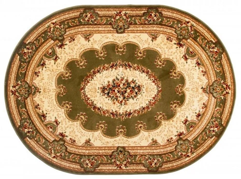 Kusový koberec klasický vzor zelený ovál 160x220cm