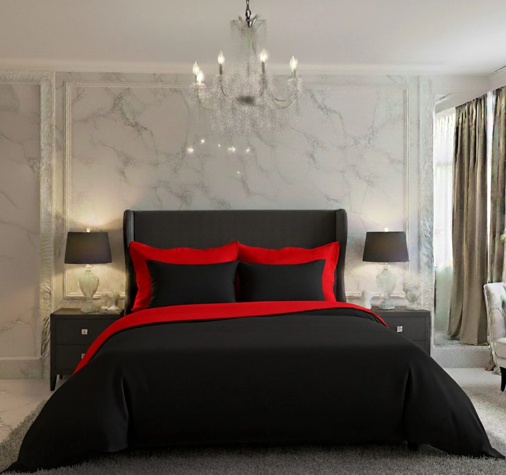 Saténové povlečení LUXURY COLLECTION červené/černé - 1x 140/220, 1x 70/90cm