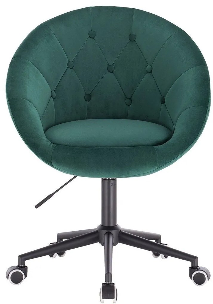 LuxuryForm DESIGN Otočné křeslo VERA VELUR na černé podstavě s kolečky - zelené
