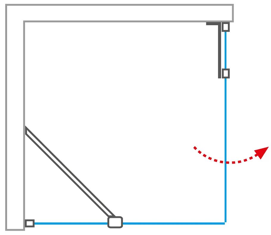 Roth Čtvercový nebo obdélníkový sprchový kout GDO1N+GBN Varianta: šířka dveří: 100 cm, šířka pevné stěny: 80 cm, orientace: Uni - (GDO1N/1000_GBN/800), Barva profilů a typ výplně: profily: brillant, výplň: transparent