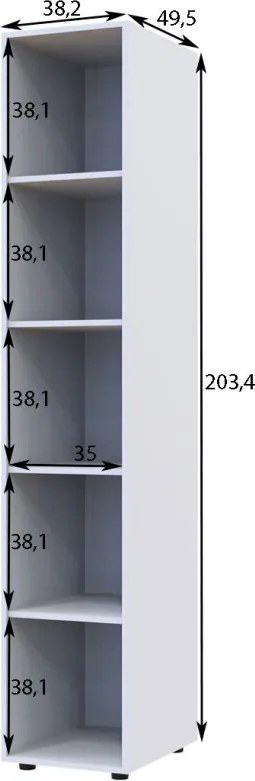 Regál otevřený Gelar 38.2x49.5x203.4 Bílý