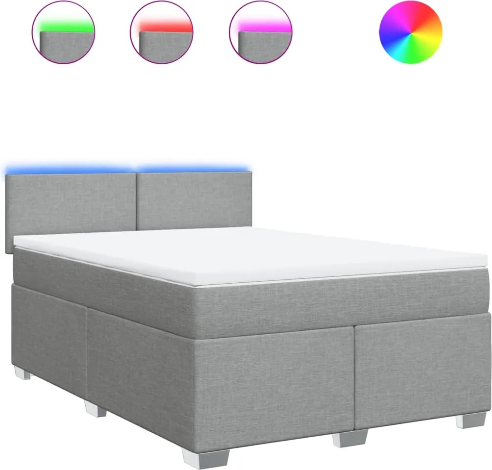 Box spring postel s matrací světle šedá 140 x 200 cm textil 3288204