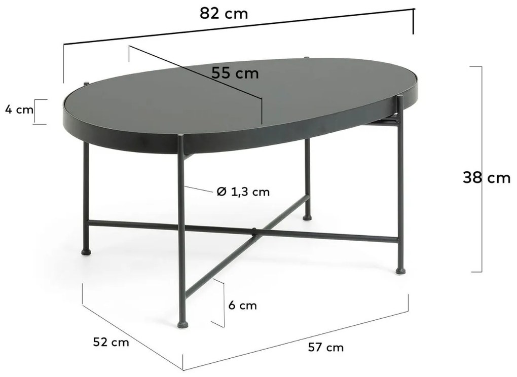 Černý skleněný konferenční stolek Kave Home Marlet 82 x 55 cm