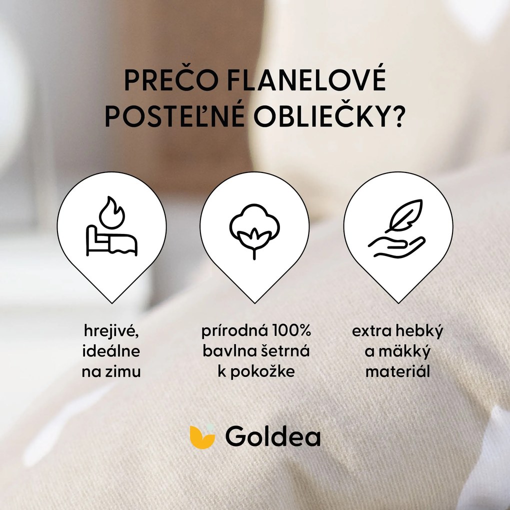 Goldea flanelové povlečení - srdíčka na latte 140 x 200 a 70 x 90 cm